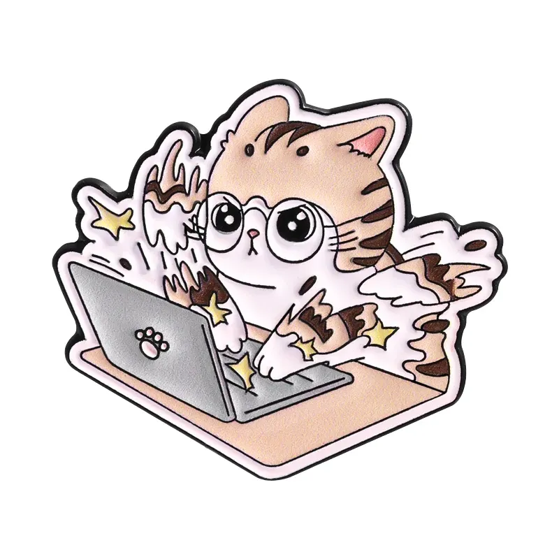 Enamel Pin – Typing Woking Cat – Nufsed Sticker
